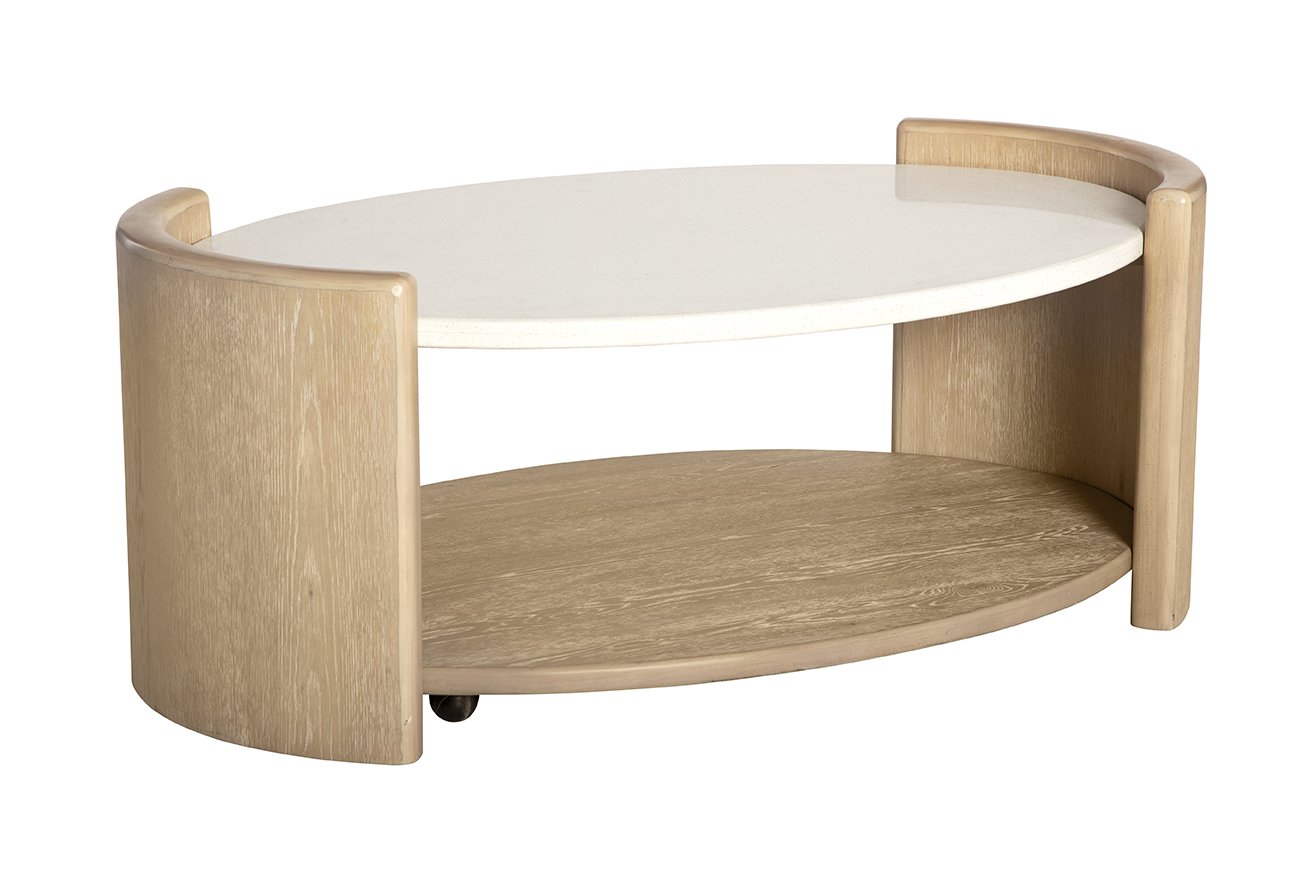 Melia Oval Cocktail Table with Quartz Top - Palmetto Home