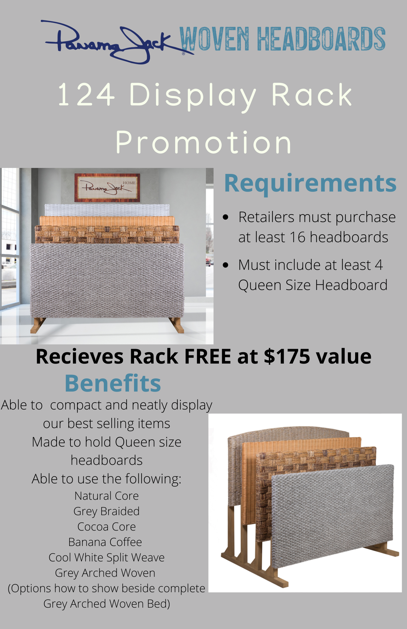 Woven Headboard Display Rack Promotion - Palmetto Home